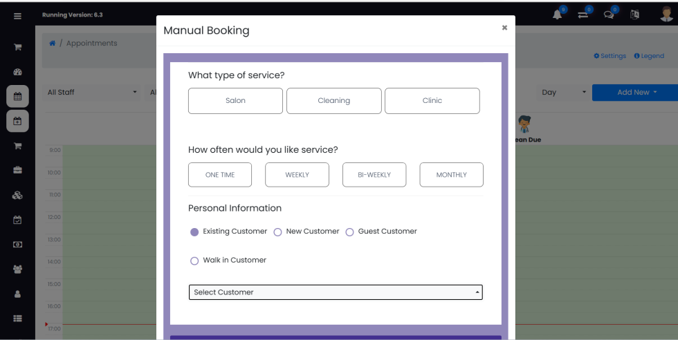 Manual booking in Rezervy Online Appointment Booking Software