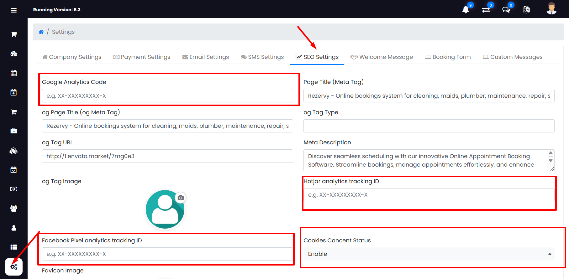 Is GDPR Cookie Compliance (CCPA ready) feature available in Rezervy? How to manage SEO settings ...